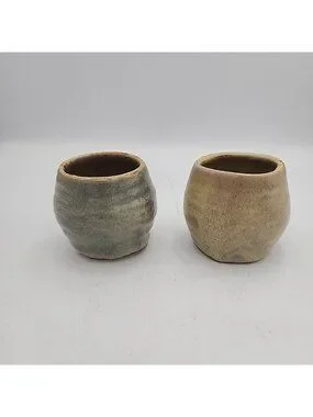 Dining | Hagiyaki Set Of 2 Japanese Handmade Green Tea Cups Pottery No ...